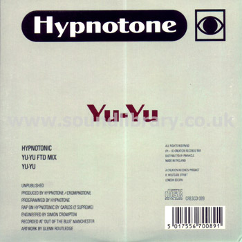 Hypnotone Hypnotonic UK Issue Card Sleeve CDS Creation CRESCD 089 Rear Sleeve Image